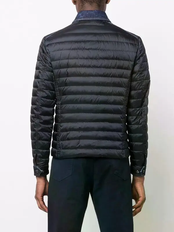 MOORER Padded Jacket With Denim Details - Blue