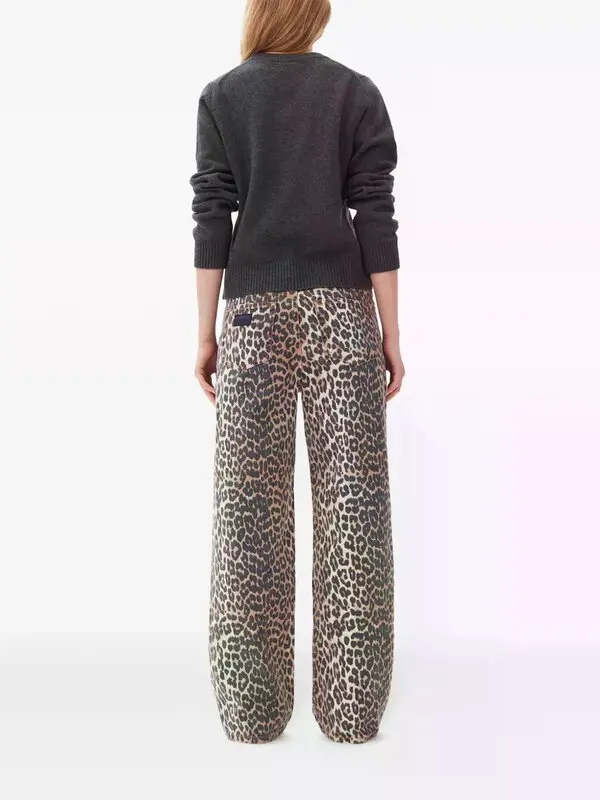 GANNI Leopard Print Denim Trousers