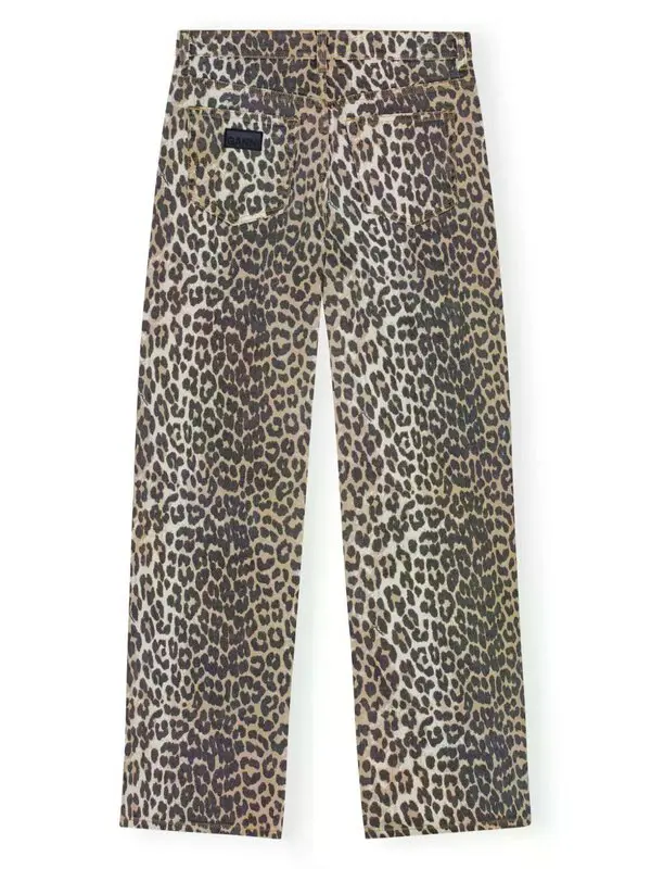 GANNI Leopard Print Denim Trousers