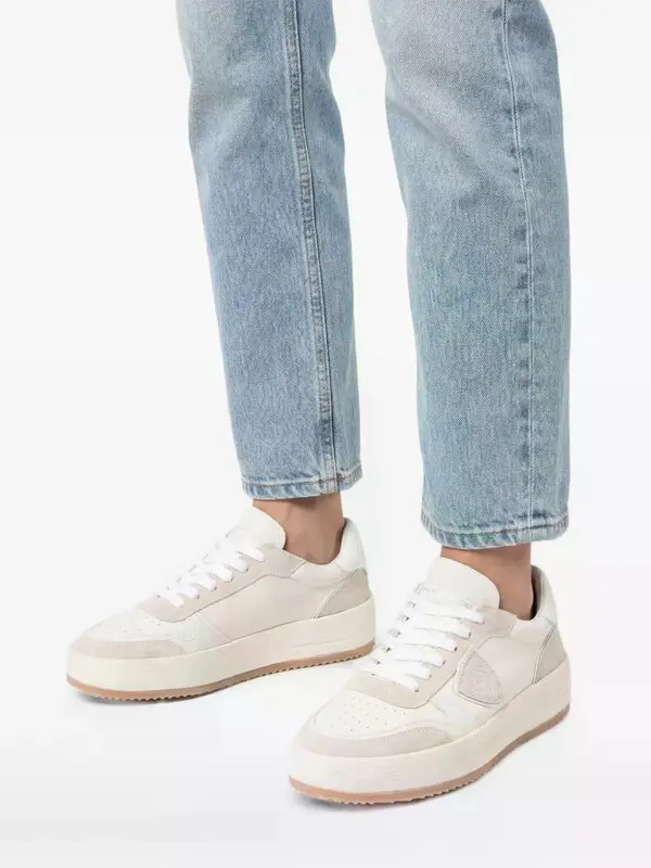 Philippe Model Panelled Leather Sneakers - Neutrals