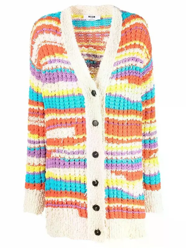 MSGM Striped Chunky Knit Cardigan