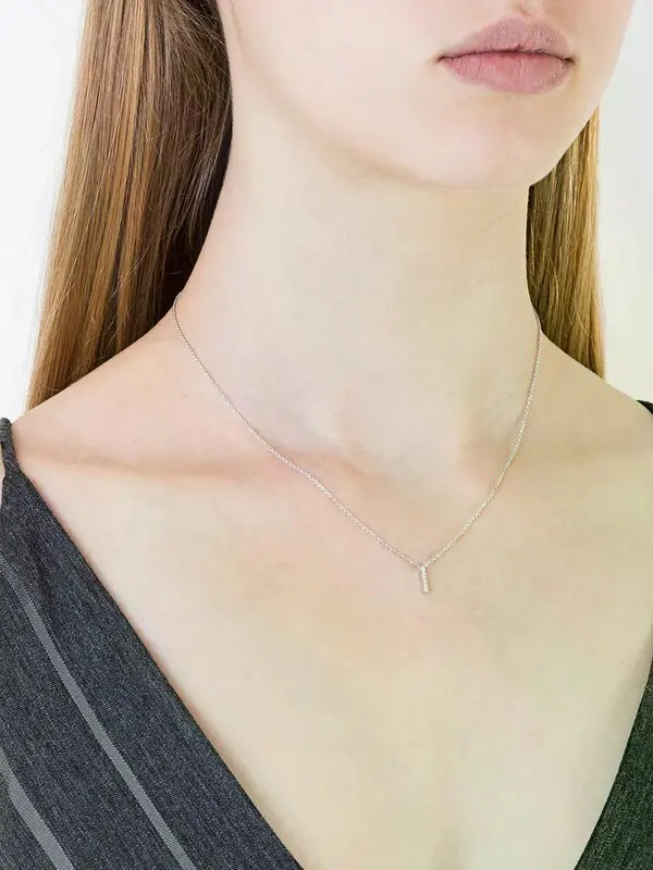 ALINKA 18kt White Gold Diamond 'i' Initial Pendant Necklace