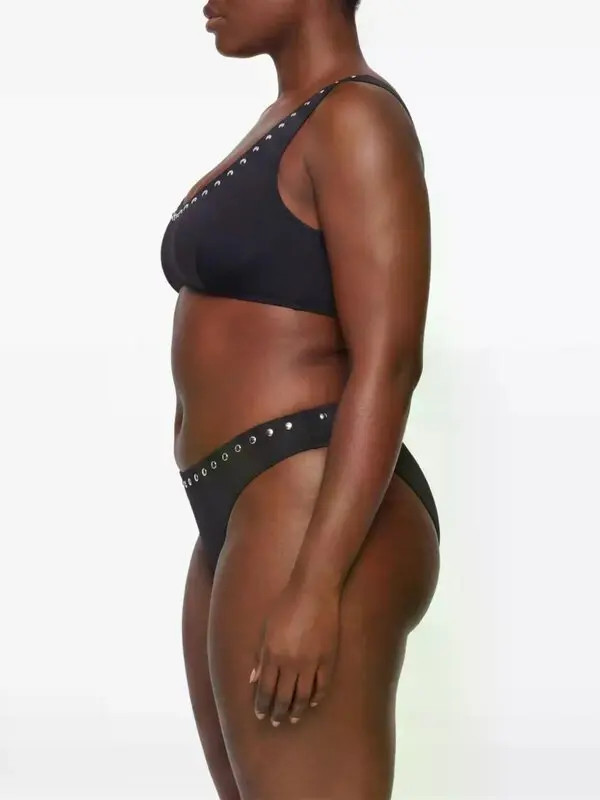 LET'S SWIM Studded Bikini Bottoms - Black