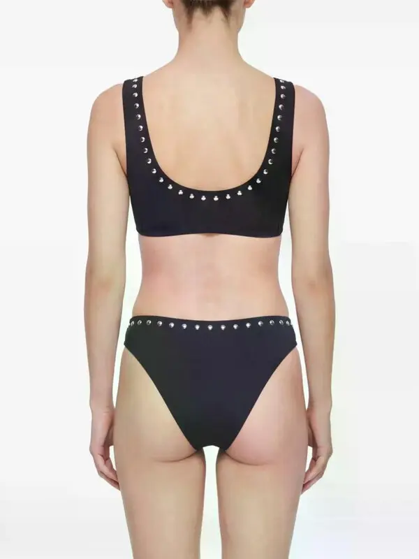 LET'S SWIM Studded Bikini Bottoms - Black