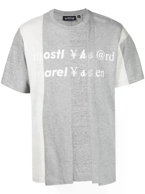 MOSTLY HEARD RARELY SEEN Spliced Logo-print Cotton T-shirt - Grey