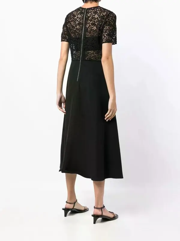 Goen.j Macramé-panel Midi Dress - Black
