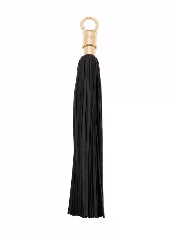 Balmain La Clef Tassel-detail Leather Keyring - Black