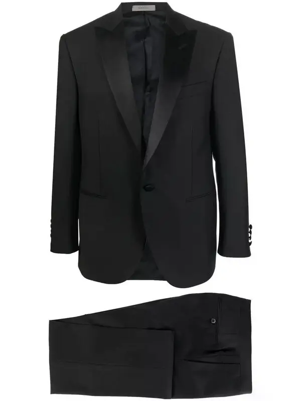 Corneliani Peak Lapel Single-breasted Virgin-wool Suit - Black