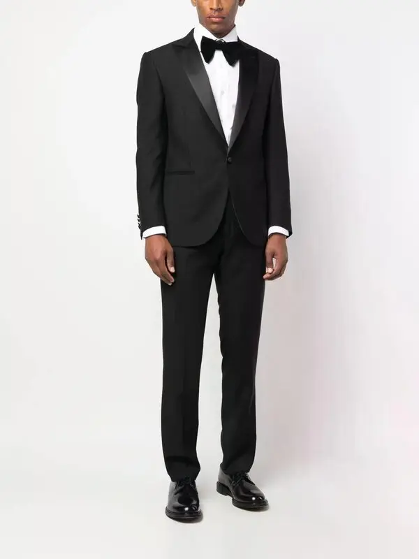 Corneliani Peak Lapel Single-breasted Virgin-wool Suit - Black