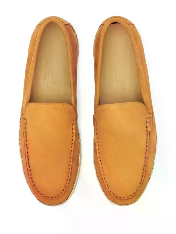SCAROSSO Lino Almond-toe Leather Espadrilles