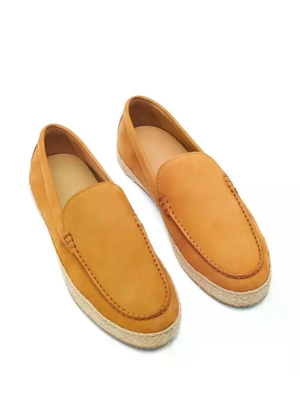 SCAROSSO Lino Almond-toe Leather Espadrilles