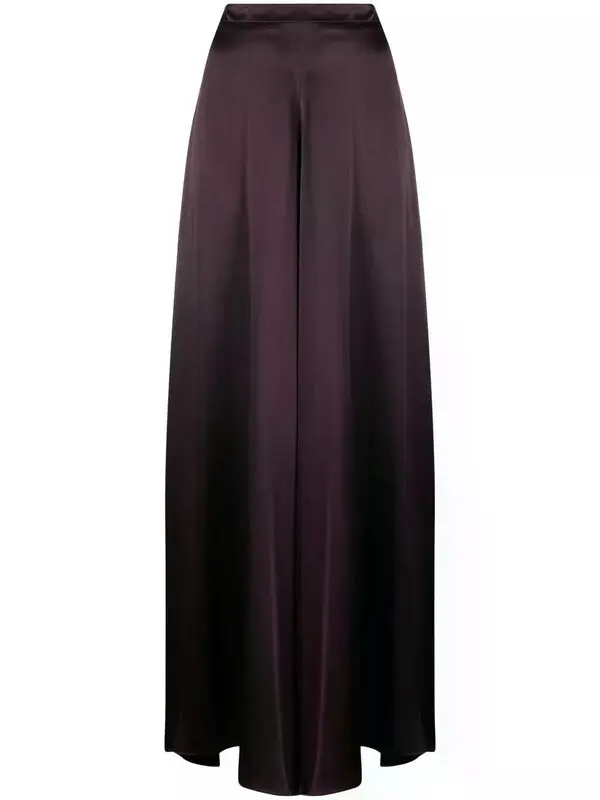 Voz Silk Satin Palazzo Trousers - Brown