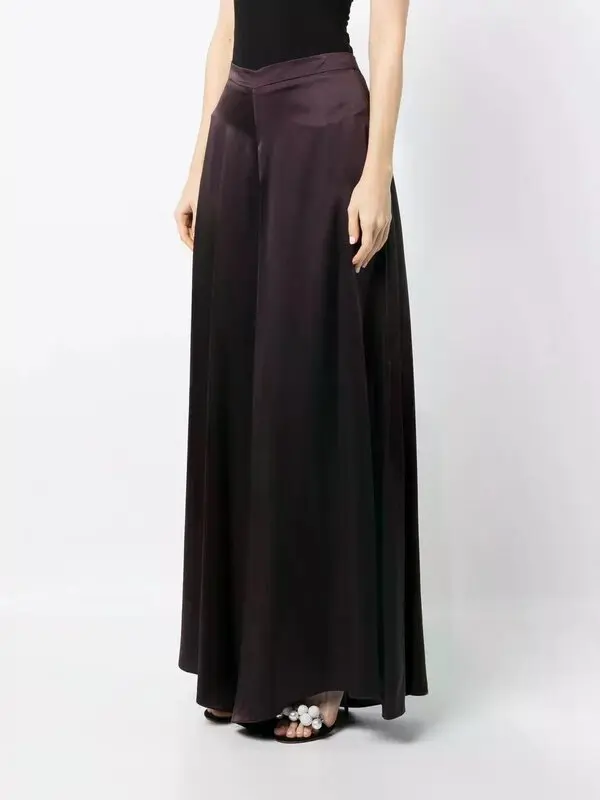 Voz Silk Satin Palazzo Trousers - Brown