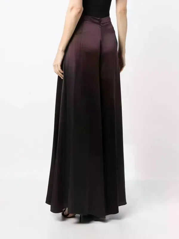 Voz Silk Satin Palazzo Trousers - Brown