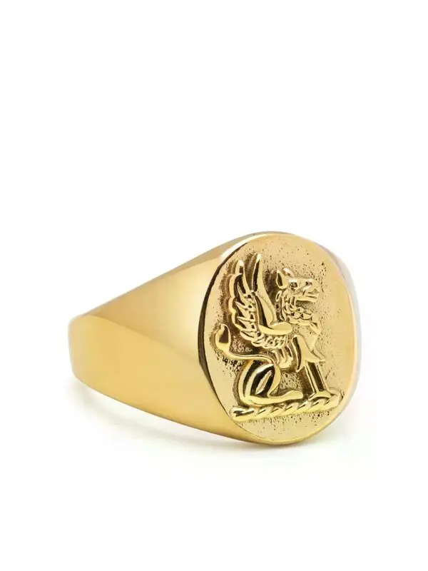 NIALAYA JEWELRY Lion Crest Signet Ring - Gold