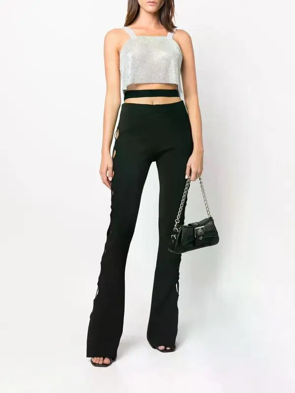 ANDREĀDAMO Cut-out Flared Trousers - Black