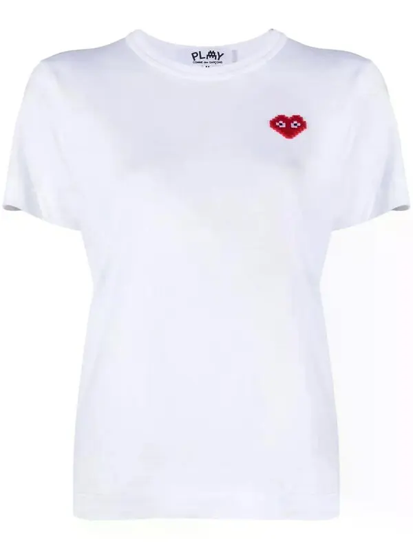 Play Comme Des Garcon Logo-embroidered T-shirt - White
