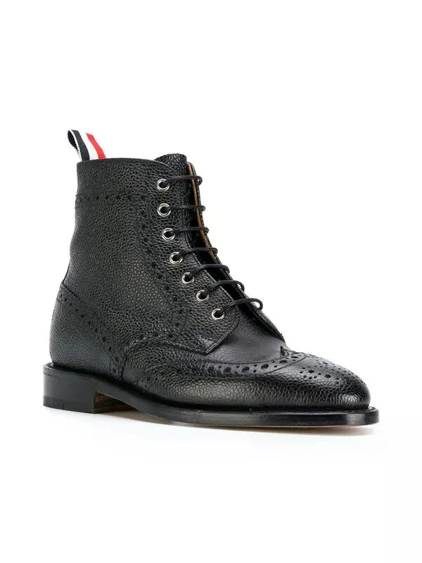 Thom Browne Wingtip Brogue Pebble Grain Leather Boots