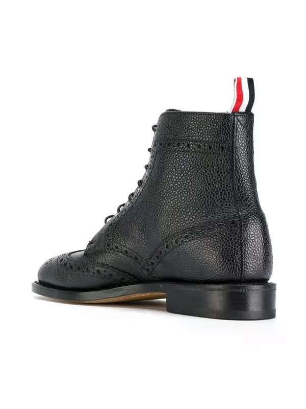 Thom Browne Wingtip Brogue Pebble Grain Leather Boots