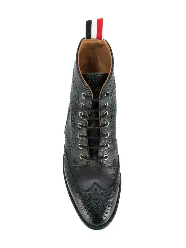 Thom Browne Wingtip Brogue Pebble Grain Leather Boots
