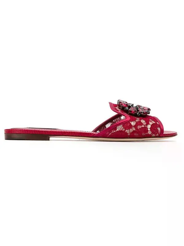 Dolce & Gabbana Bianca Rainbow Lace Sandals - Red