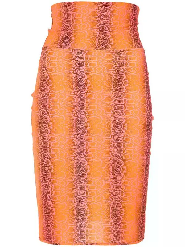 AMIR SLAMA Python Print Slim Fit Skirt