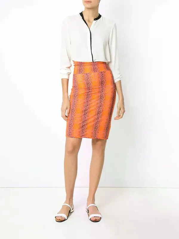 AMIR SLAMA Python Print Slim Fit Skirt