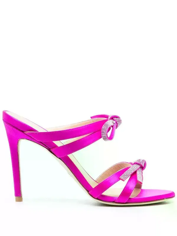 STUART WEITZMAN Embellished Bow Stiletto Sandals - Pink