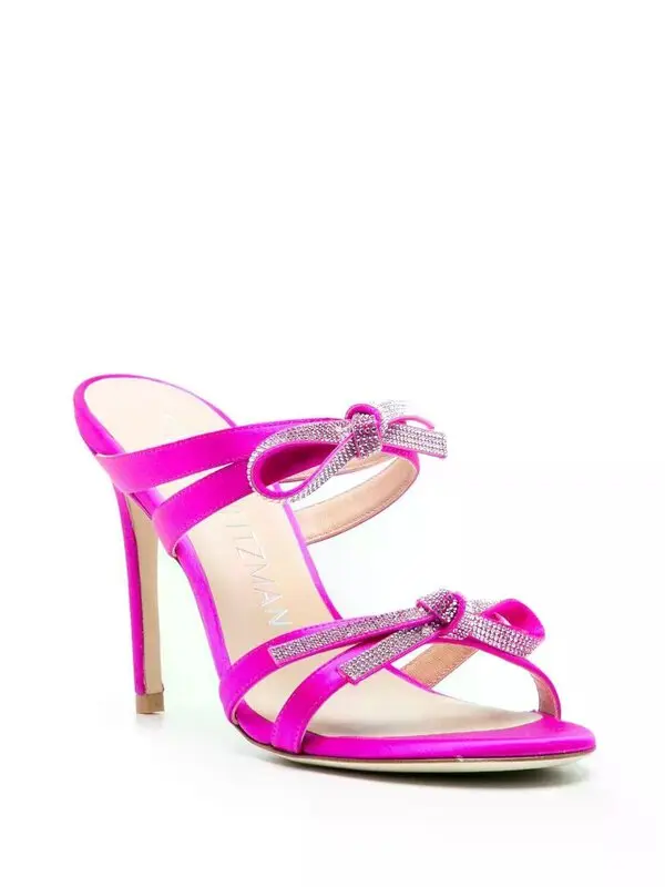 STUART WEITZMAN Embellished Bow Stiletto Sandals - Pink