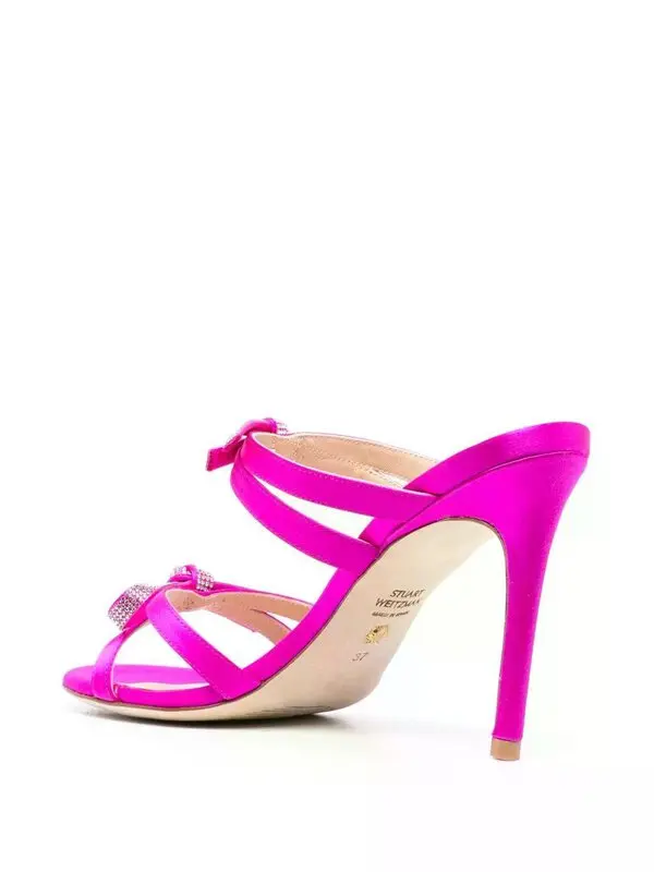 STUART WEITZMAN Embellished Bow Stiletto Sandals - Pink