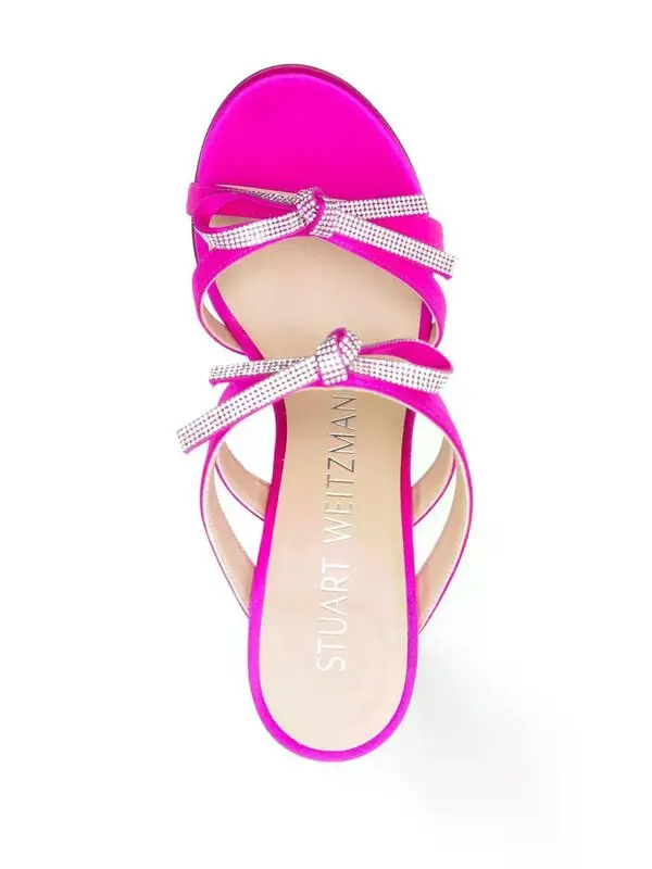 STUART WEITZMAN Embellished Bow Stiletto Sandals - Pink
