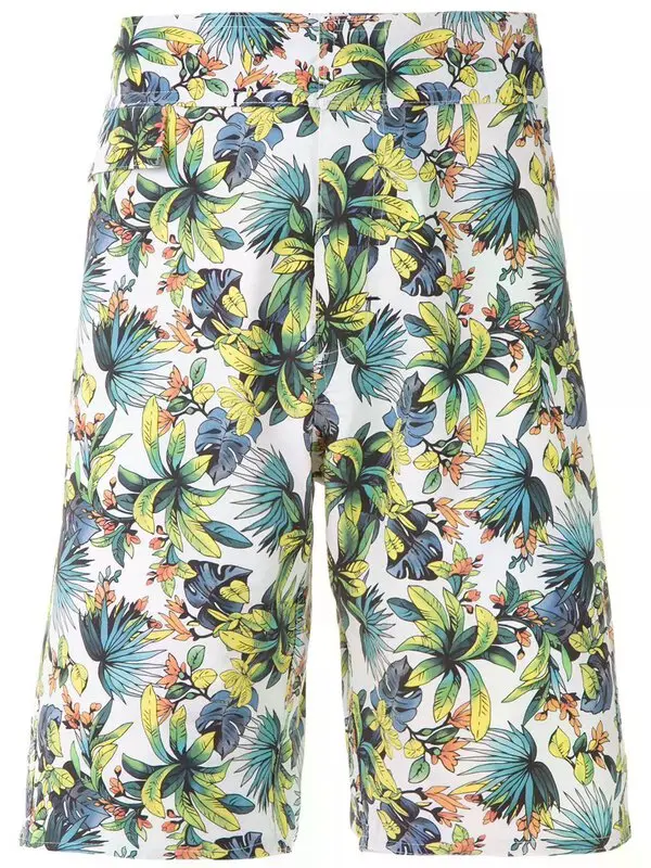 AMIR SLAMA Foliage Print Swim Short - White
