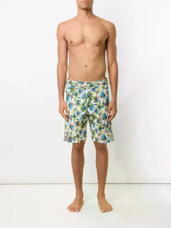 AMIR SLAMA Foliage Print Swim Short