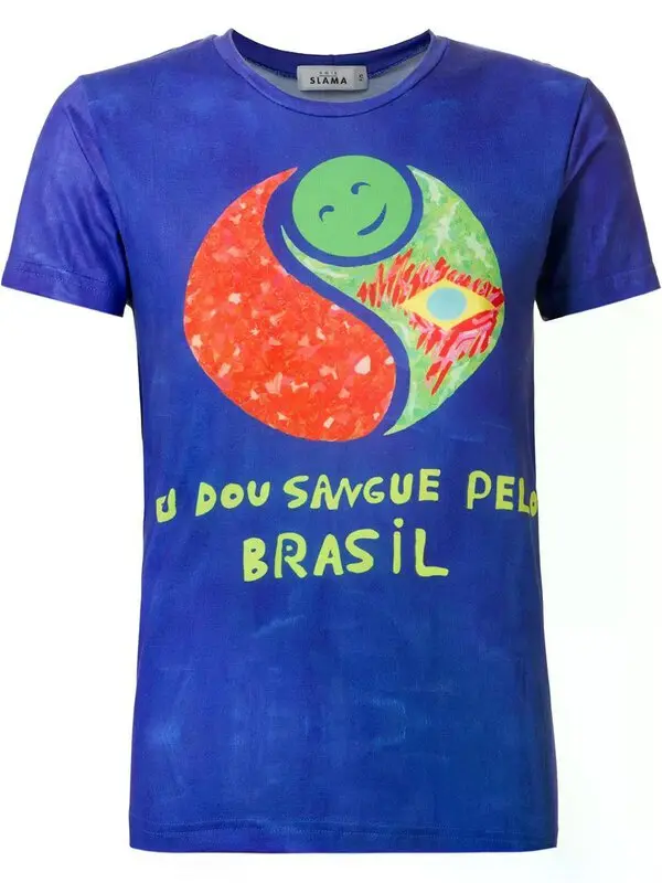 AMIR SLAMA Printed Polyester T-shirt - Blue