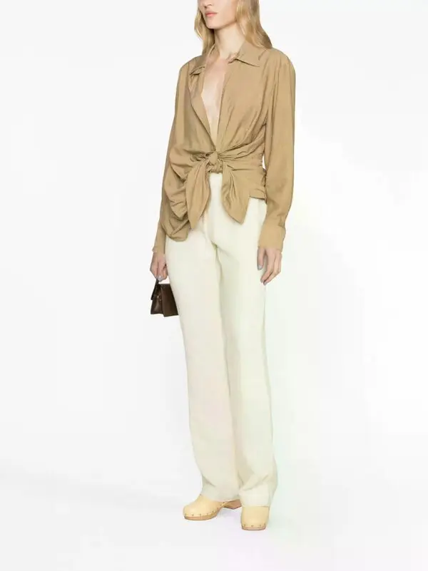 Jacquemus La Chemise Bahia Draped Shirt - Neutrals