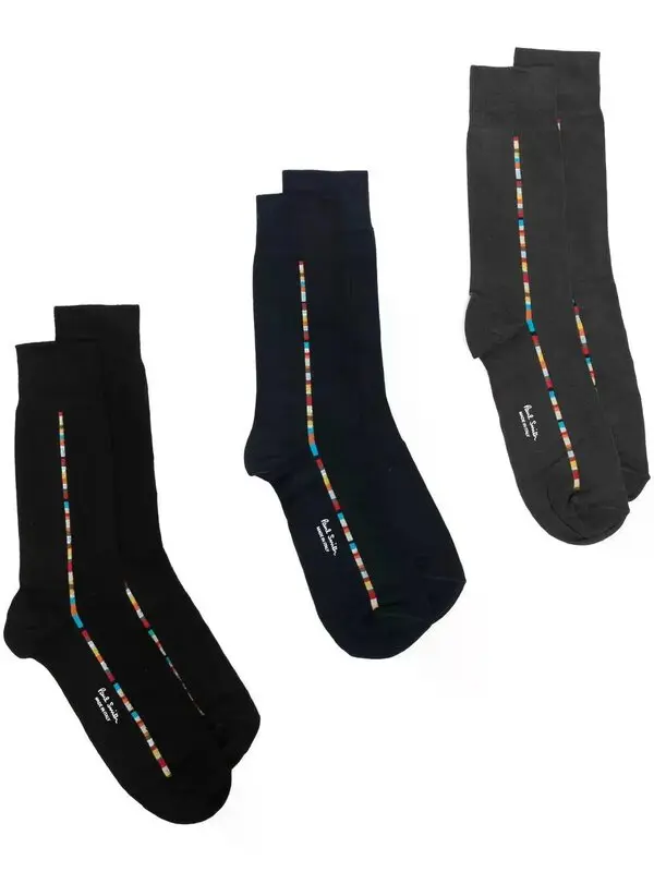 Paul Smith Signature Stripe Socks Three-pack - Black