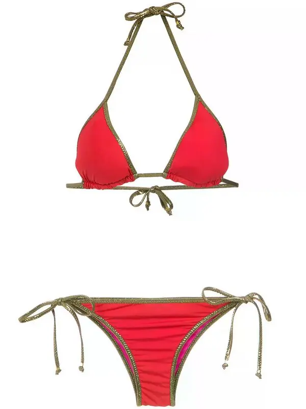 AMIR SLAMA Gold-tone Trimming Bikini Set - Red