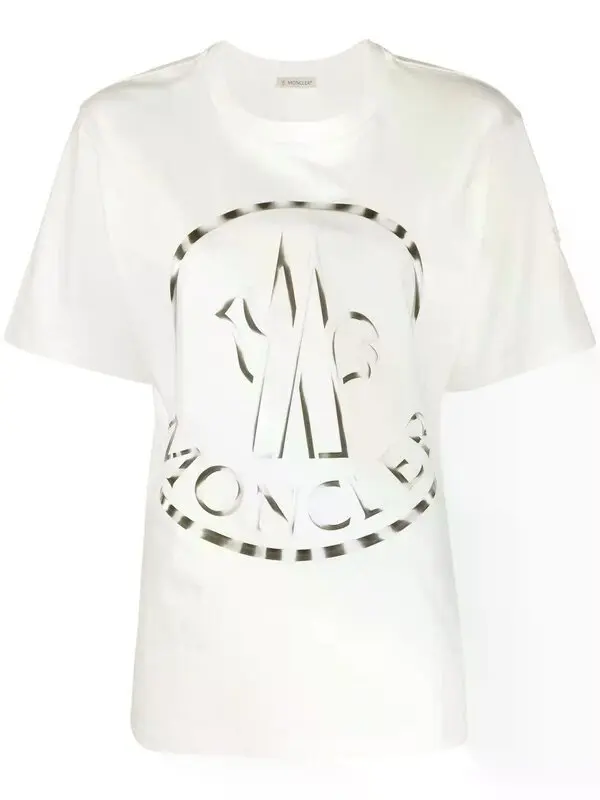 Moncler Bi-colour Logo-print T-shirt - White
