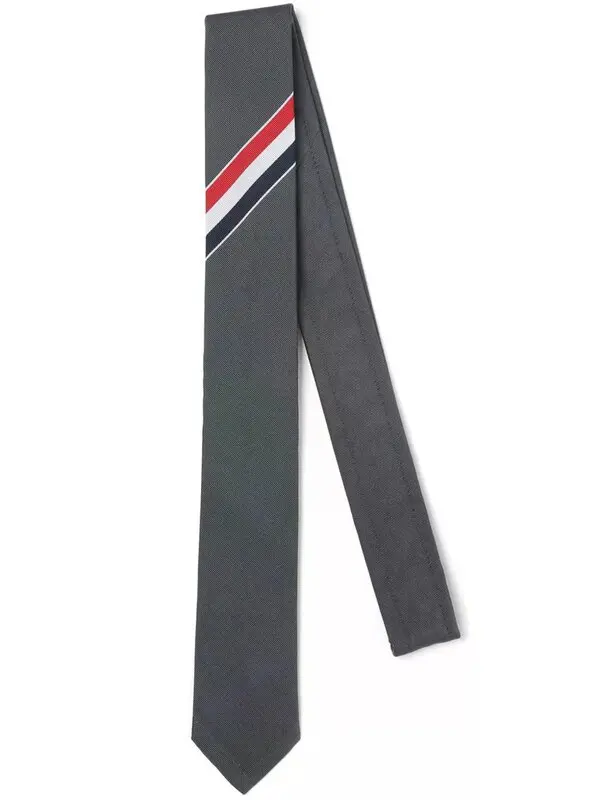 Thom Browne Rwb Stripe Silk Blend Necktie - Grey