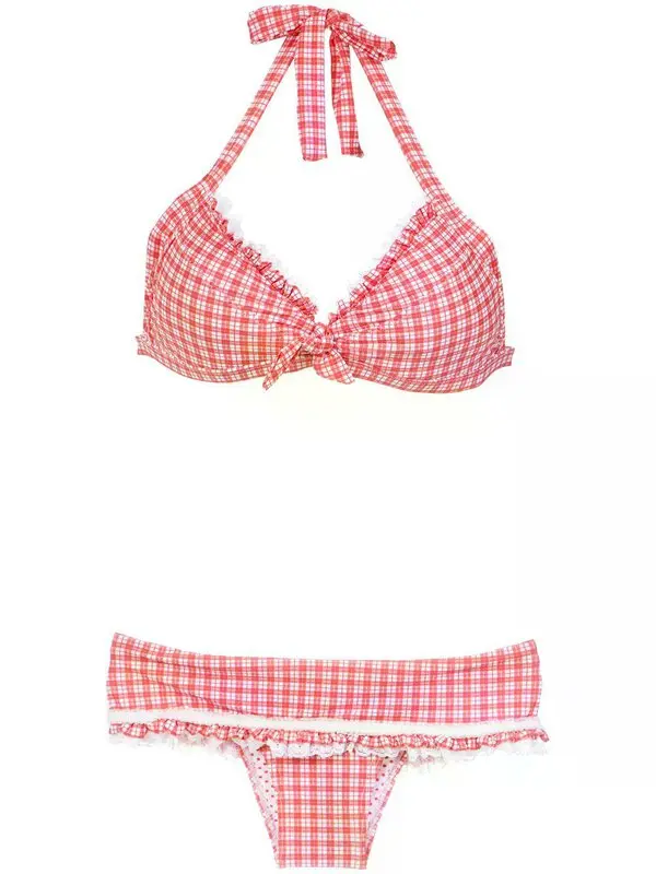 AMIR SLAMA Plaid Bikini Set - Red
