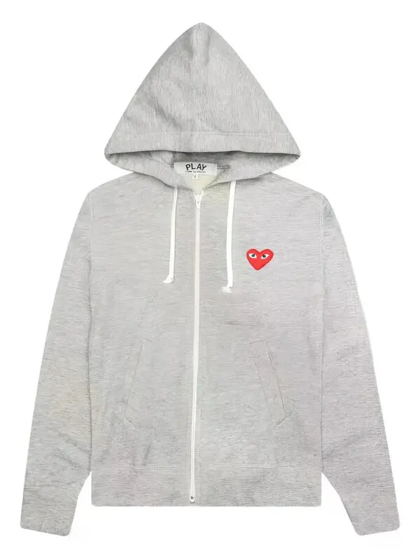 Play Comme Des Garcon Zip-up Hoodie With Heart Appliqu