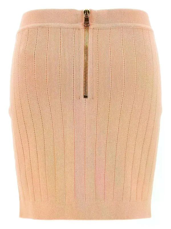 Balmain Buttoned Knitted Midi Skirt - Pink
