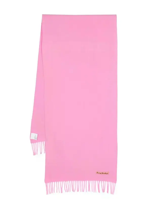 Acne Studios Logo-tag Frayed-edge Scarf - Pink