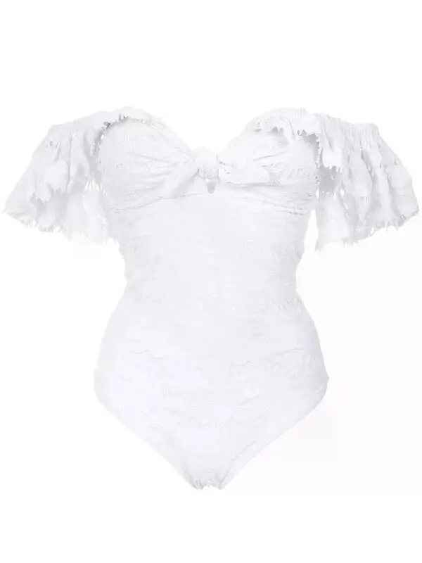 AMIR SLAMA Texture Ruffled Swimsuit - White