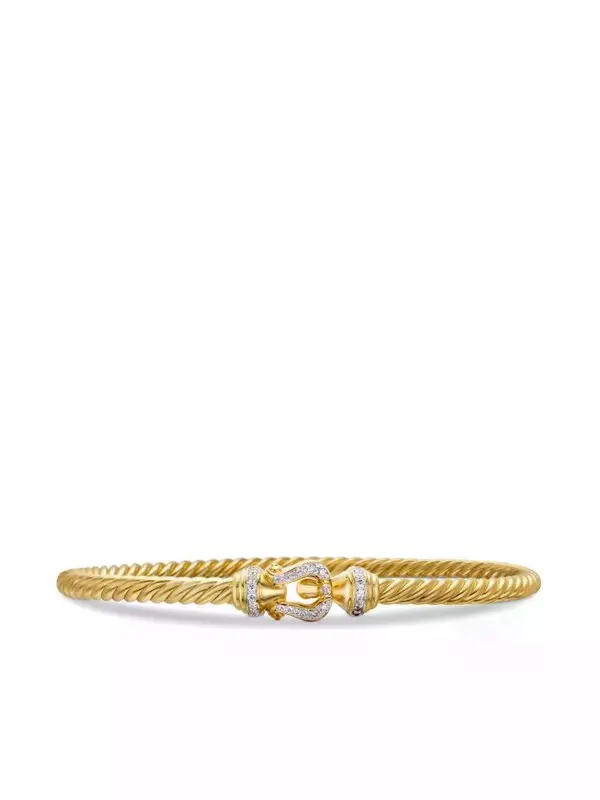 David Yurman 18kt Yellow Diamond Cablespira Buckle Bracelet - Gold
