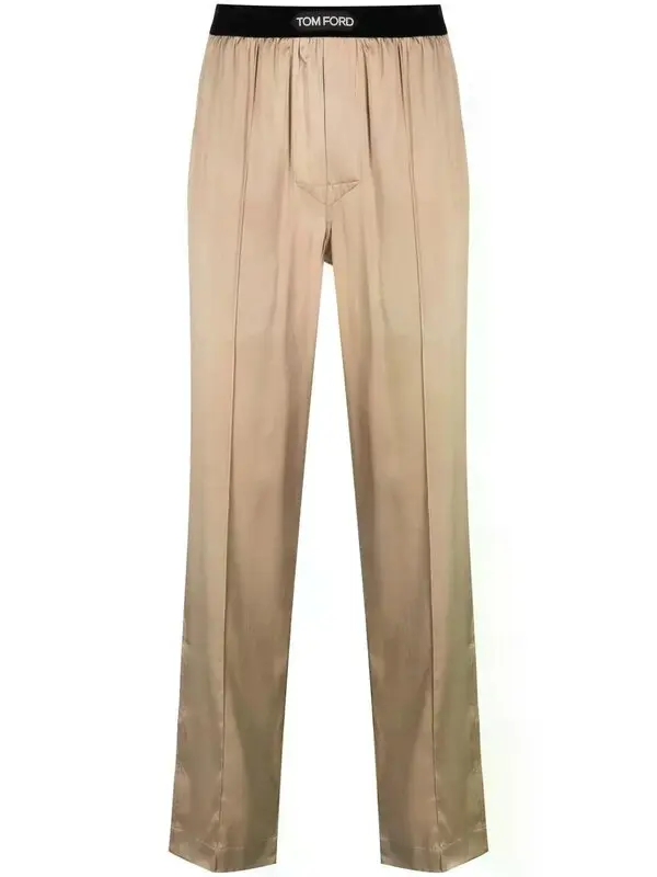 TOM FORD Logo Waistband Pyjama Trousers - Neutrals