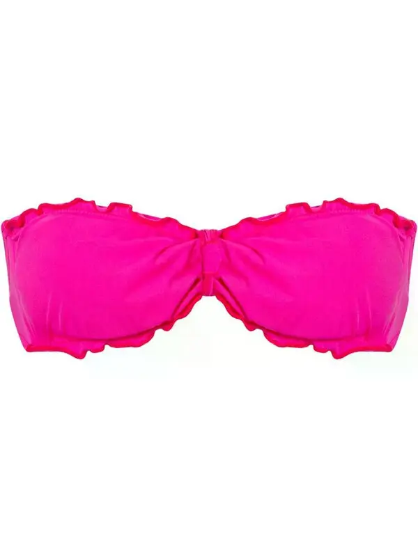 AMIR SLAMA Ruffled Trim Bandeau Bikini Top - Pink