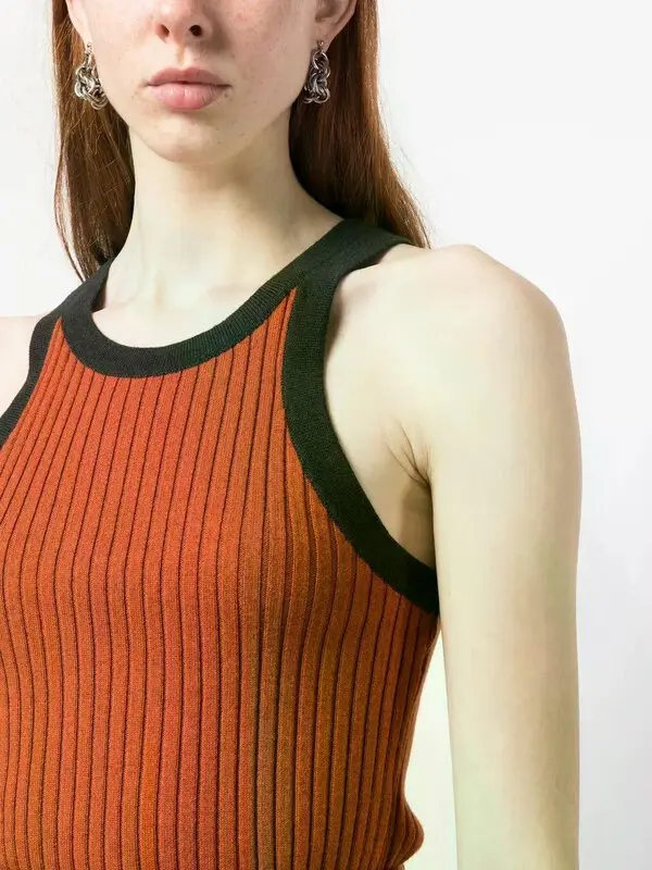 PAULA Ribbed-knit Tank Top - Orange
