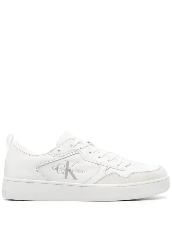 Calvin Klein Debossed-logo Leather Trainers - White
