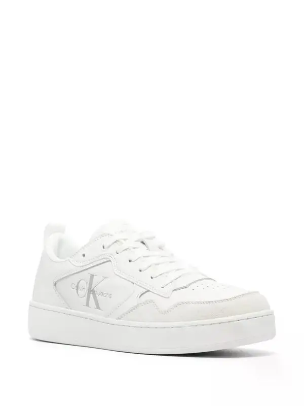 Calvin Klein Debossed-logo Leather Trainers - White